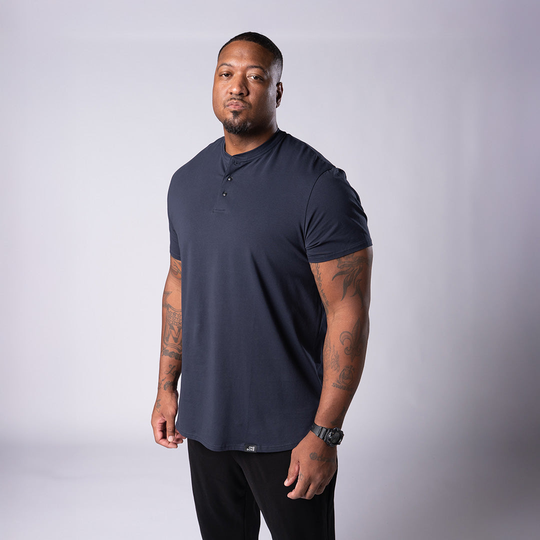 Henley Tee - Navy | Henley Shirts Mens | One Bone Brand