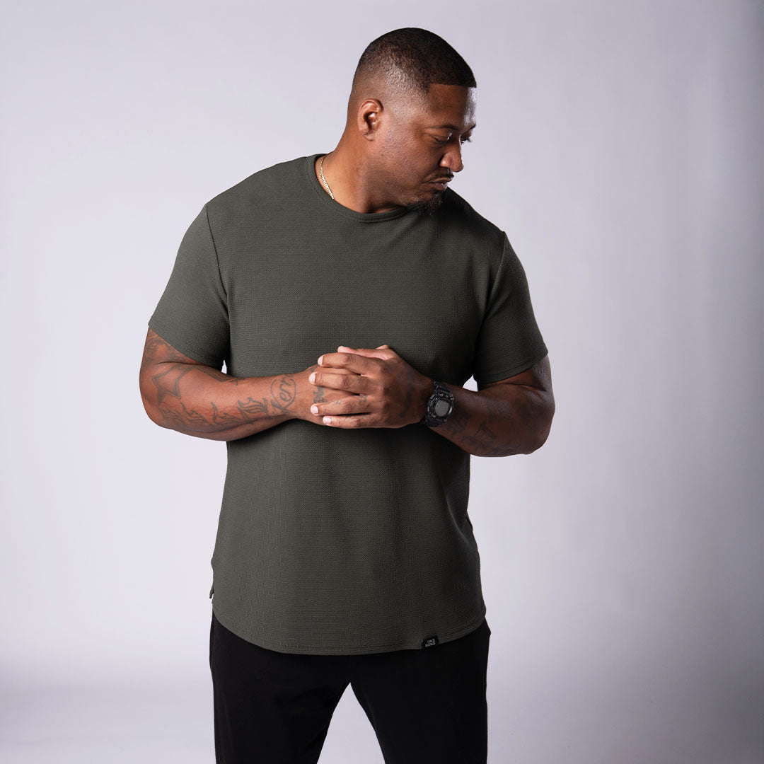 Split Hem Bullet Tee - Dark Green | Men's Top | One Bone Brand