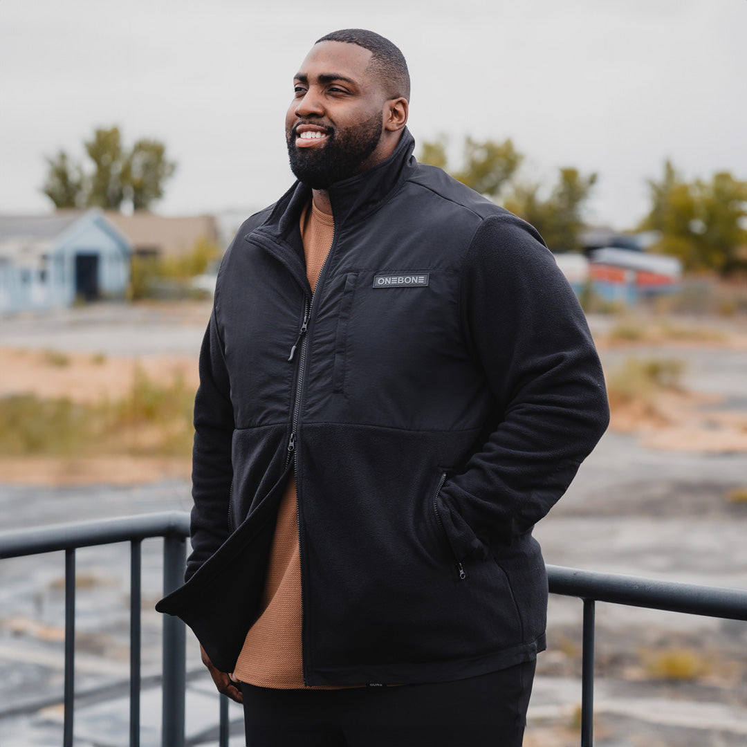Everywear Fleece Zip-Up - Black | Mens Jacket | One Bone Brand