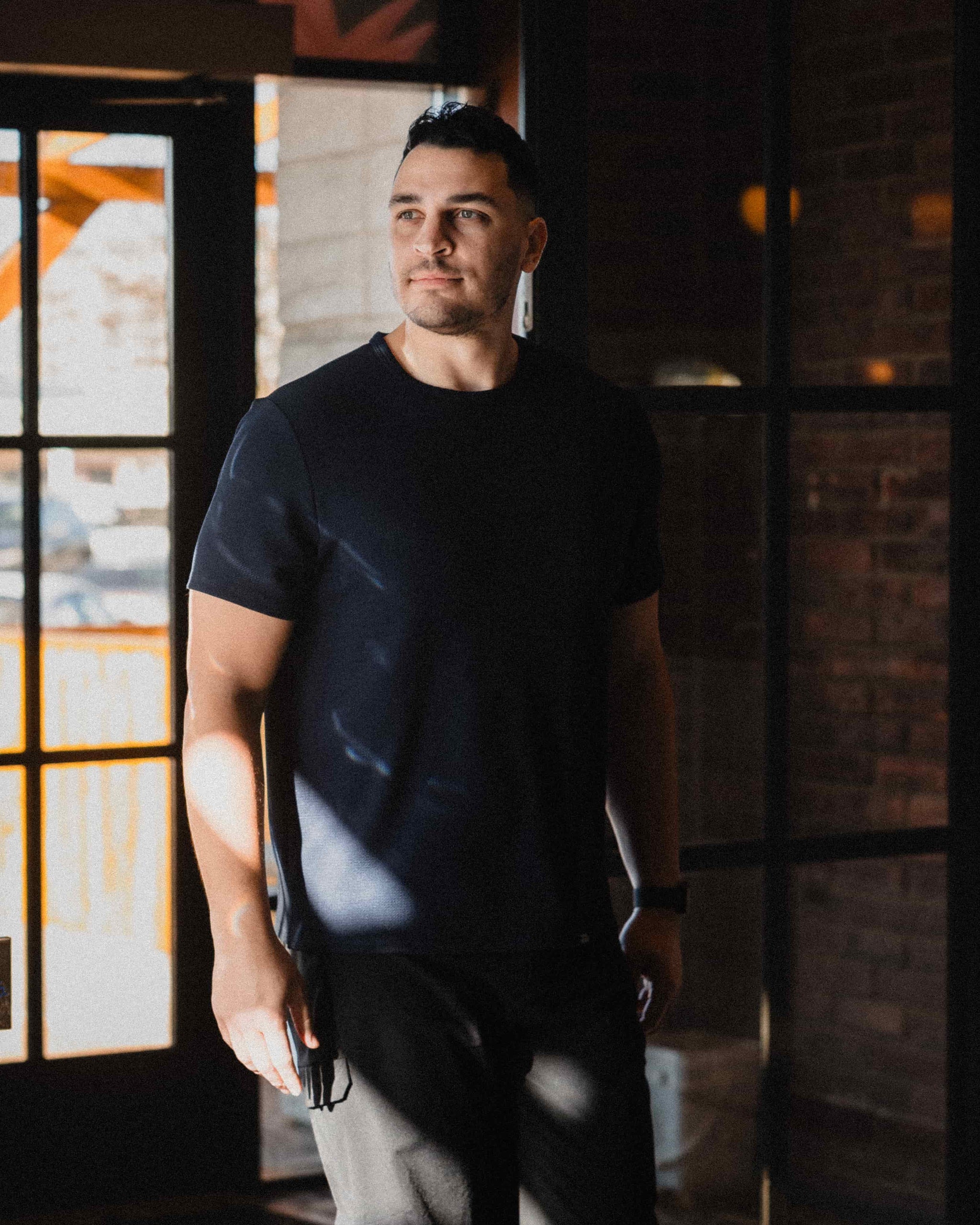 Split Hem Bullet Tee - Navy | Men's Top | One Bone Brand