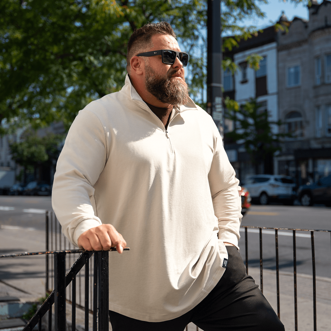 French Terry Quarter Zip - Bone | Mens Quarter Zip | One Bone Brand
