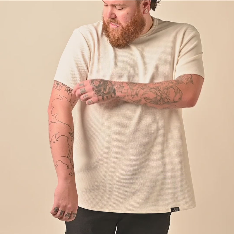 Split Hem Bullet Tee - Off White | Men's Top | One Bone Brand